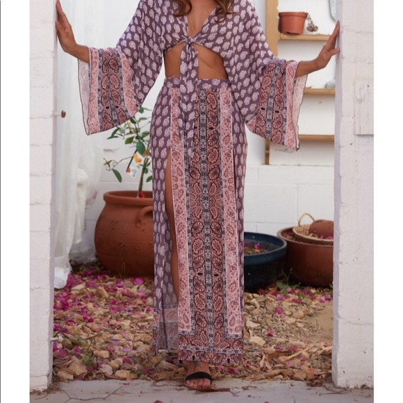 Surf Gypsy | Swim | Surf Gypsy Border Print Front Slit Maxi Skirt ...